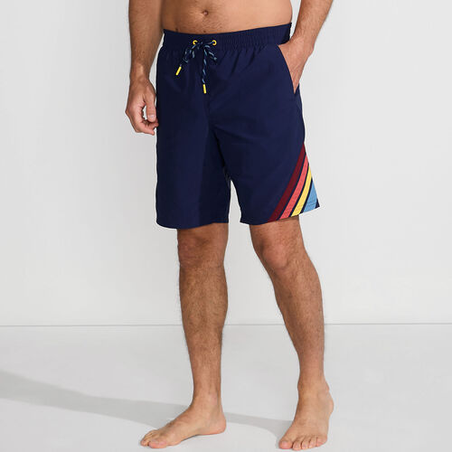 Men's 9" Volley Swim Trunks In Deep Sea Navy Colorblock - Lands-End-USA ...